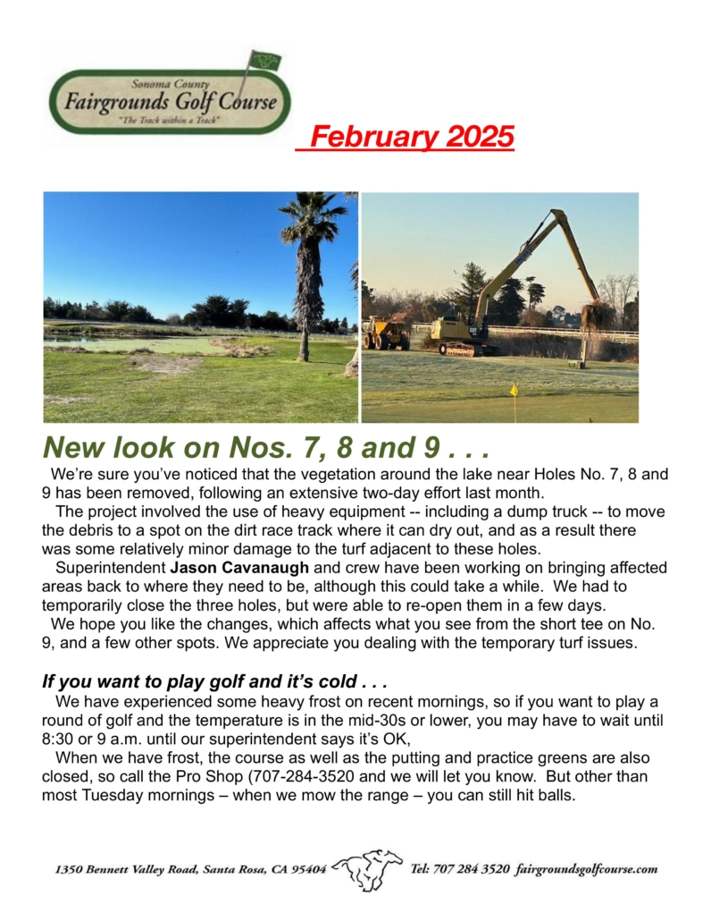 Course News - Fairgrounds Golf Course in Santa Rosa, CA
